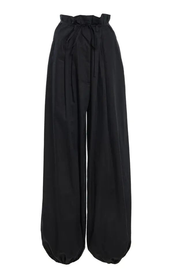 Adam Lippes Cotton-poplin Wide-leg Pants - Black