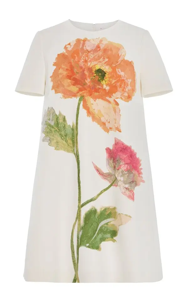 Carolina Herrera Printed Stretch-crepe Dress - White