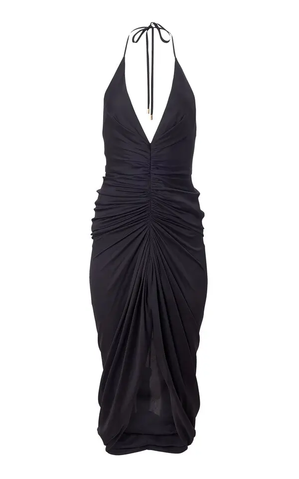 Carolina Herrera Draped Silk-chiffon Midi Dress