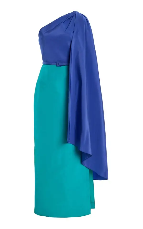 Carolina Herrera Asymmetric Silk-faille Dress - Turquoise