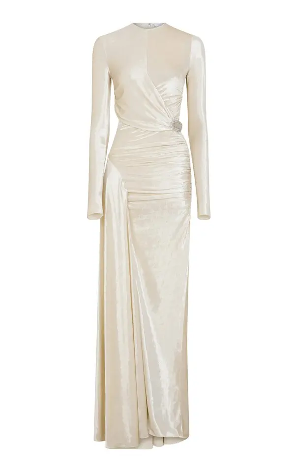 Rabanne Stretch-velvet Cutout Gown - Ivory