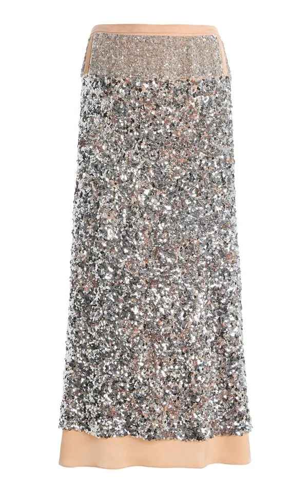 Rabanne Sequined Satin Midi Skirt