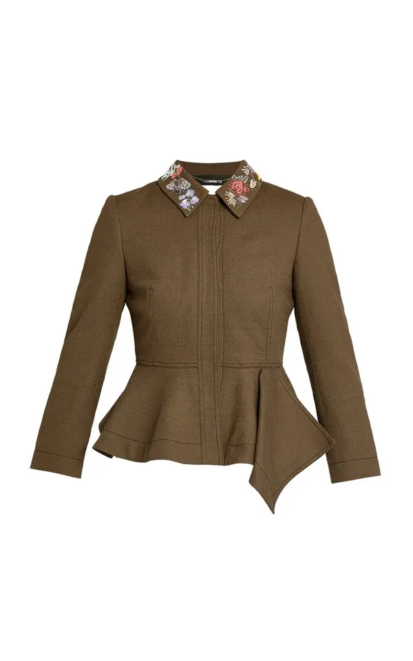 Erdem Wool Peplum Jacket - Olive