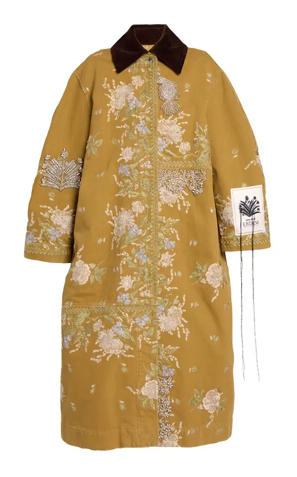 Erdem Embroidered Coat - Tan