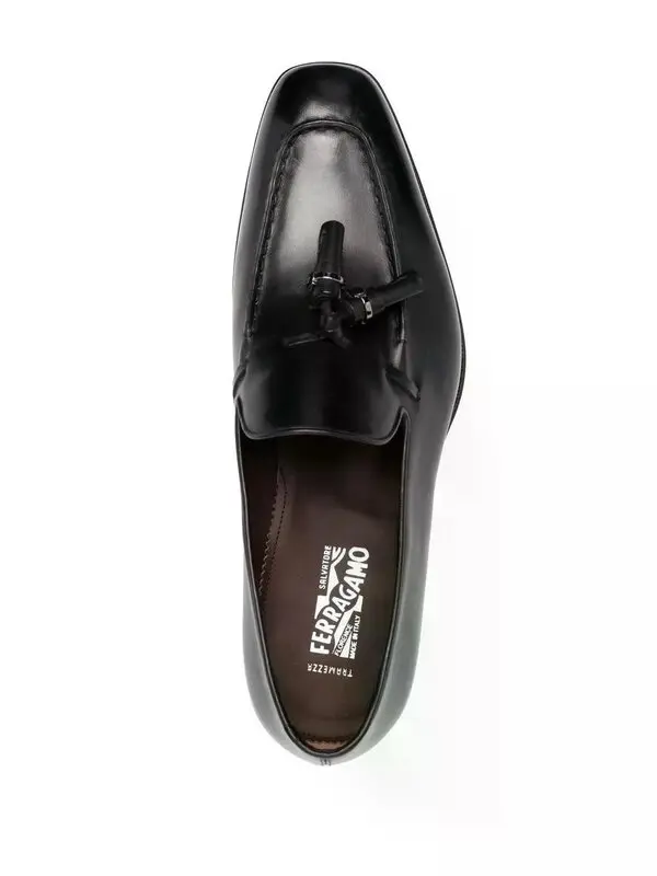 FERRAGAMO Almond-toe Tassel Loafers - Black