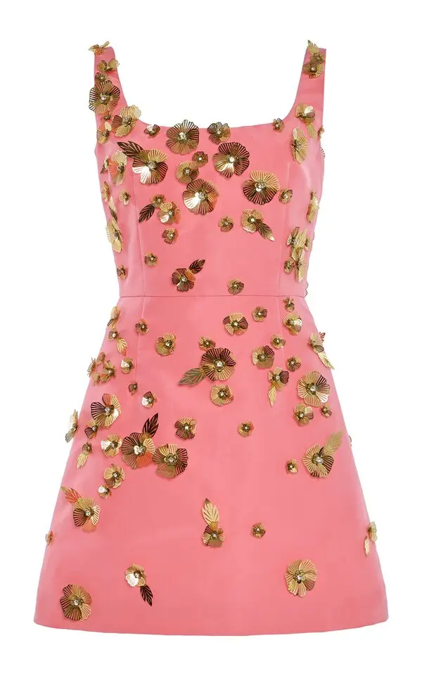 Carolina Herrera Embellished Silk-faille Mini Dress - Pink