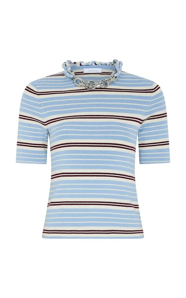 Rabanne Chain-link Collar Striped Knit Top - Stripe