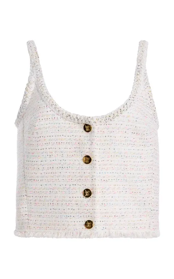 Giambattista Valli Cropped Tweed Top - Ivory