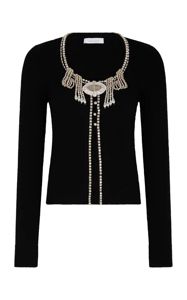 Rabanne Crystal-embellished Knit Cardigan - Black