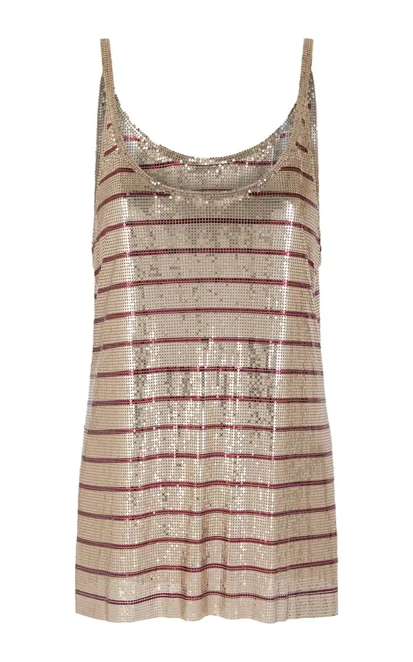 Rabanne Metallic Mesh Tank Top - Stripe