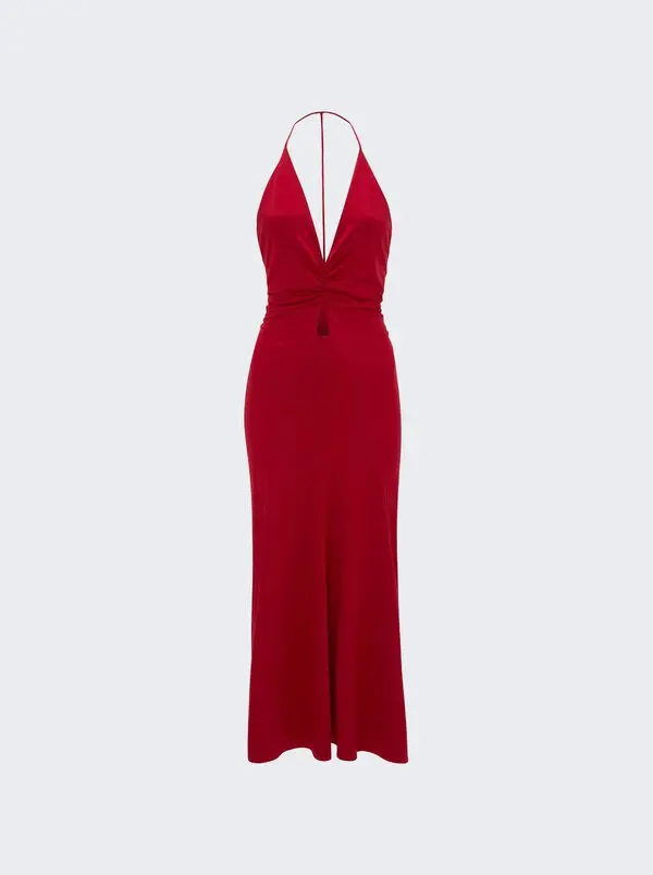 Victoria Beckham V-neck Ruched Midi - Red
