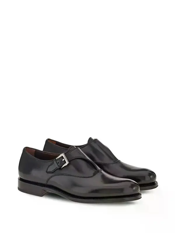 FERRAGAMO Leather Buckled Monkstrap Shoes