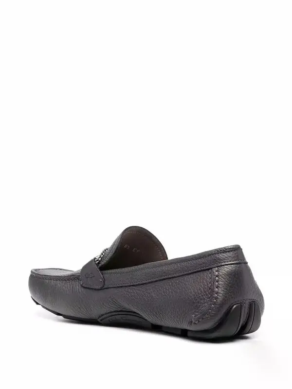 FERRAGAMO Gancini Pebbled Leather Driving Shoes