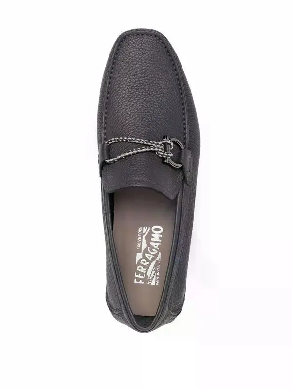 FERRAGAMO Gancini Pebbled Leather Driving Shoes