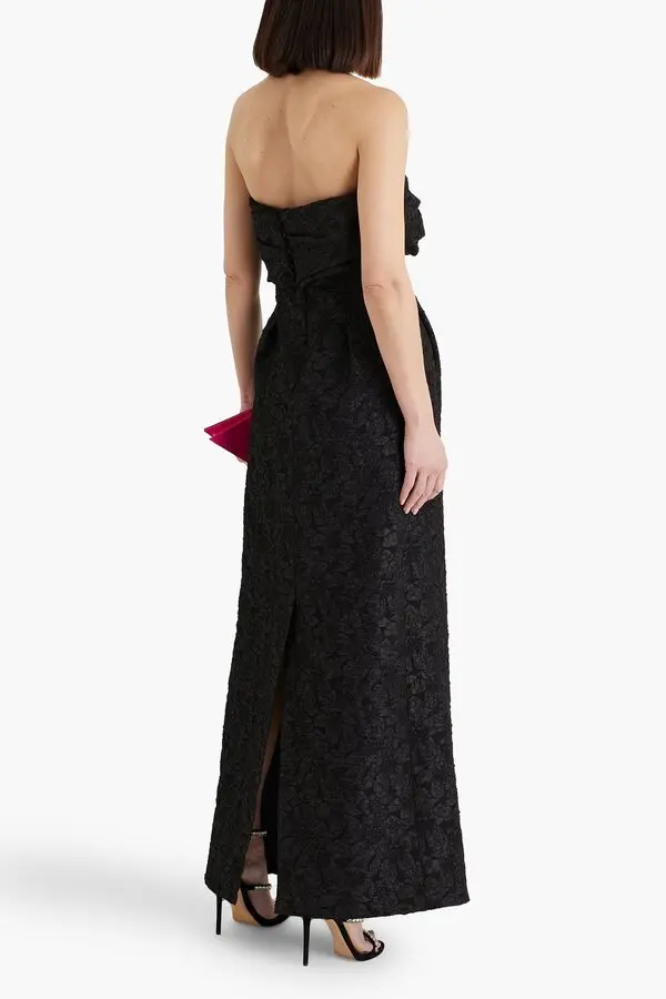 Simkhai Ariana Strapless Draped Cloqué Gown - Black