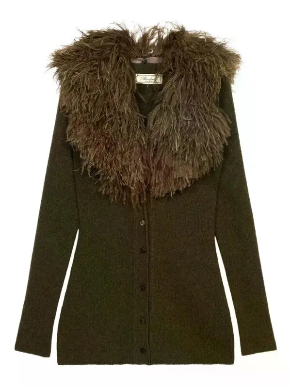 Blumarine Feather-embellished Wool Cardigan