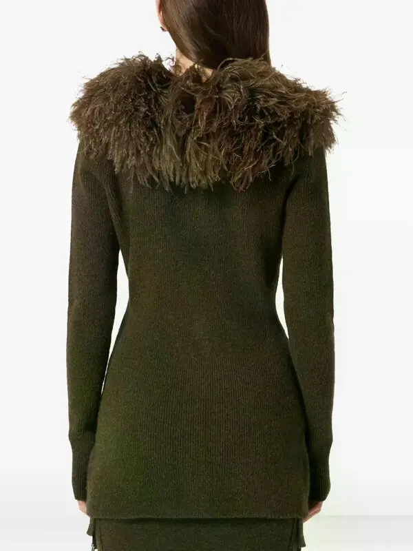 Blumarine Feather-embellished Wool Cardigan