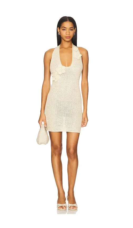 MORE TO COME Mimi Halter Mini Dress - Neutral