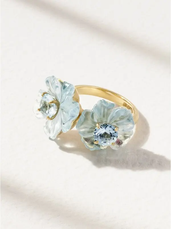 Irene Neuwirth Tropical Flower Aquamarine Ring - Gold