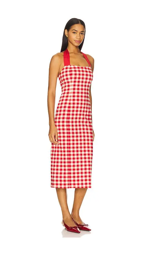 Lpa Gingham Print Halterneck Midi Dress In Red Gingham Print - 72% Off |  Editorialist