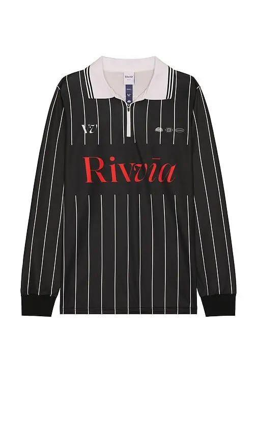 RIVVIA PROJECTS Team Long Sleeve Polo In Black - Black & White