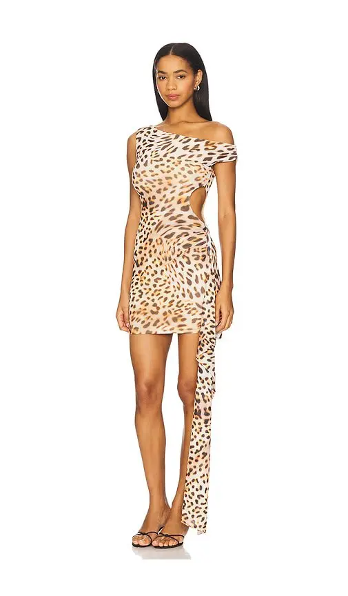 RUNAWAY THE LABEL Mara Mini Dress - Tikani Leopard