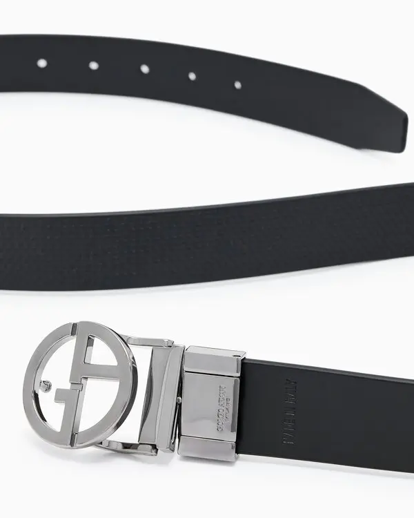 Giorgio Armani Reversible Belt With Ruthenium Ga Buckle