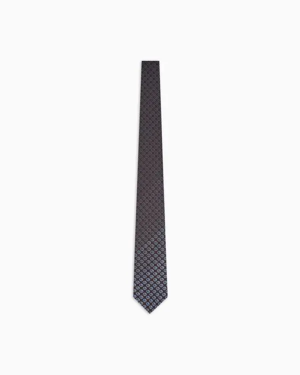 Giorgio Armani Silk Tie With Monogram Jacquard - Brown