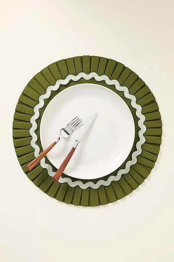 Anthropologie Rickrack Pleated Round - Matcha
