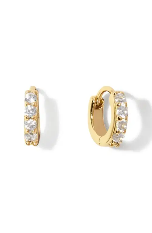 ANA LUISA Suzanne Cubic Zirconia Huggie Hoop Earrings - 925 Yellow Gold / Clear