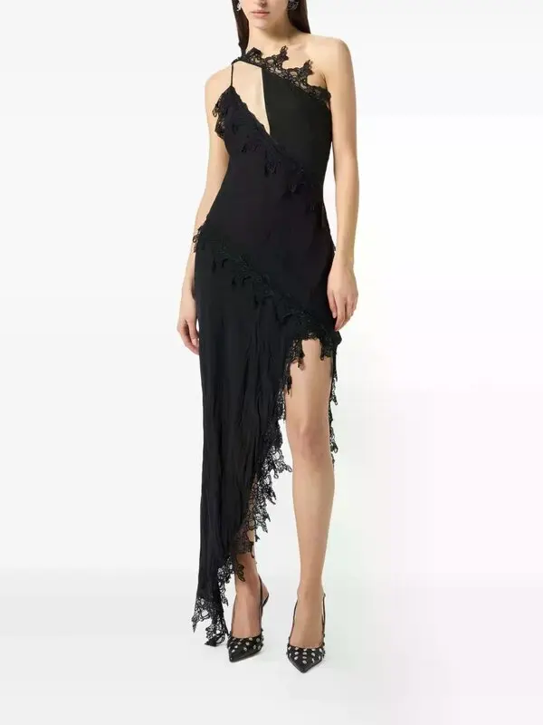 Blumarine Asymmetrical Lace-embellished Dress