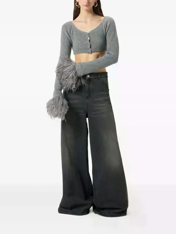 Blumarine Ribbed Cropped Cardigan