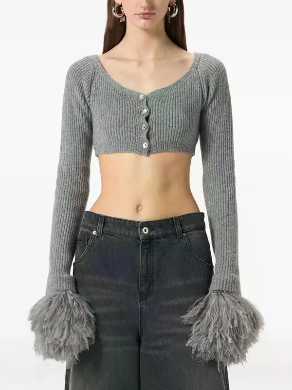 Blumarine Ribbed Cropped Cardigan