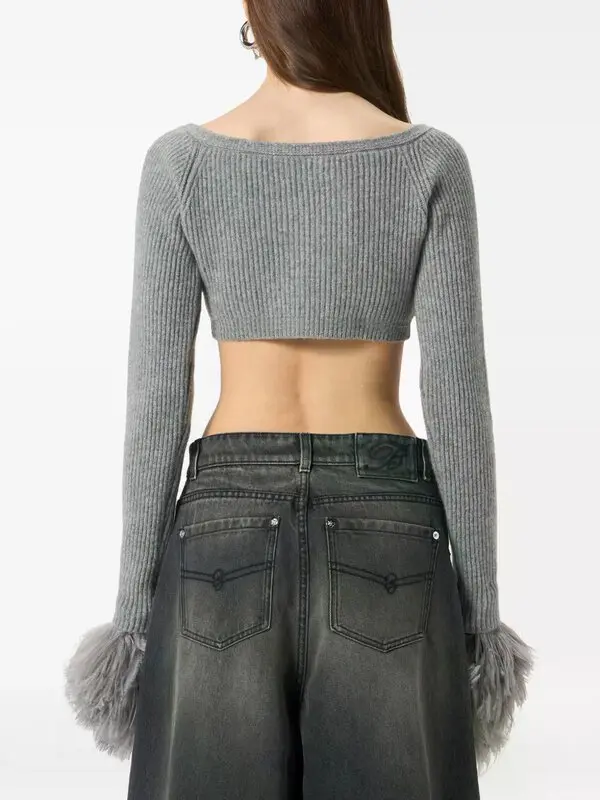 Blumarine Ribbed Cropped Cardigan