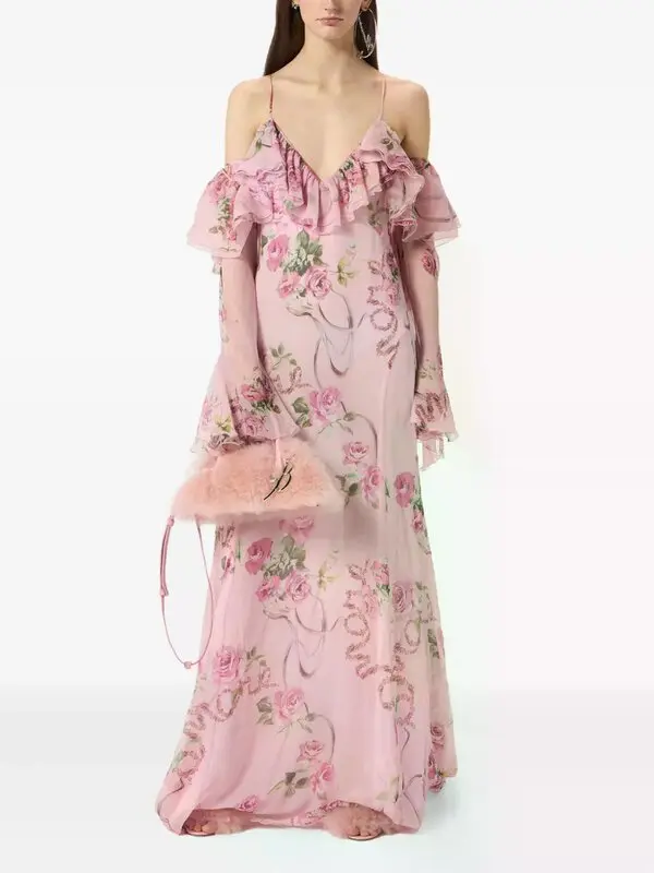 Blumarine Floral-printed Ruffled Gown