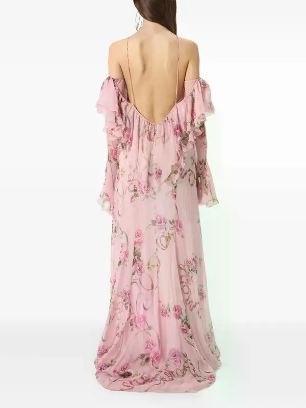 Blumarine Floral-printed Ruffled Gown