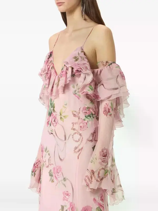 Blumarine Floral-printed Ruffled Gown