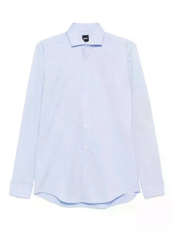 BOSS Textured Cotton Shirt - Blue