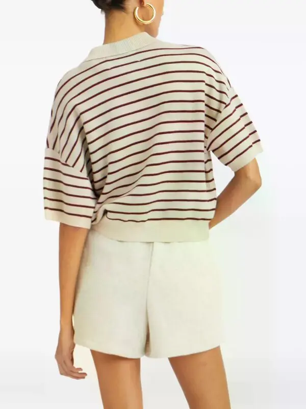 ROTATE BY BIRGER CHRISTENSEN Striped Polo Top - Neutrals