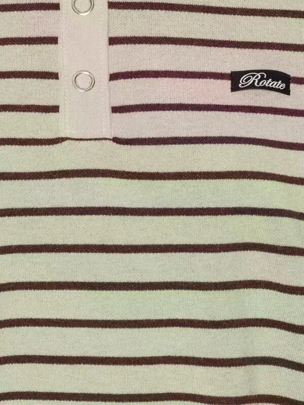 ROTATE BY BIRGER CHRISTENSEN Striped Polo Top - Neutrals