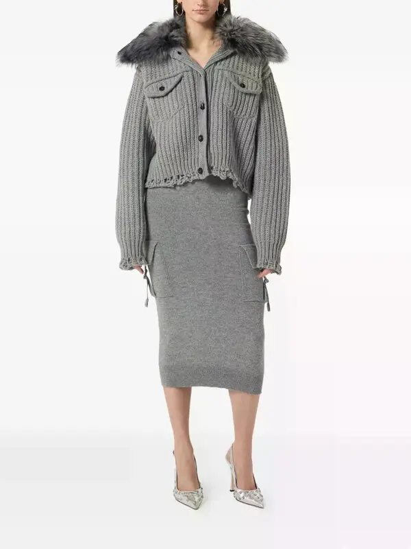 Blumarine Ribbed Cropped Cardigan