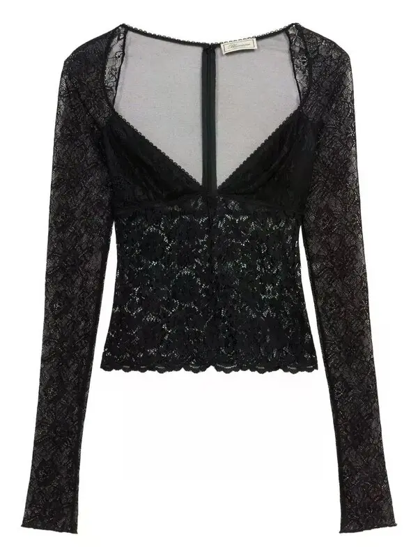 Blumarine Lace Bodice Top - Black