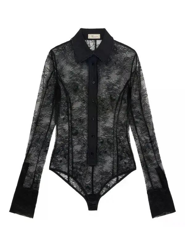 Blumarine Lace-panelled Shirt Bodysuit