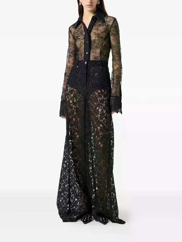 Blumarine Lace-panelled Shirt Bodysuit
