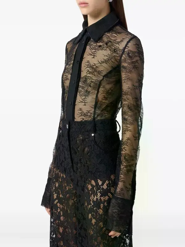 Blumarine Lace-panelled Shirt Bodysuit