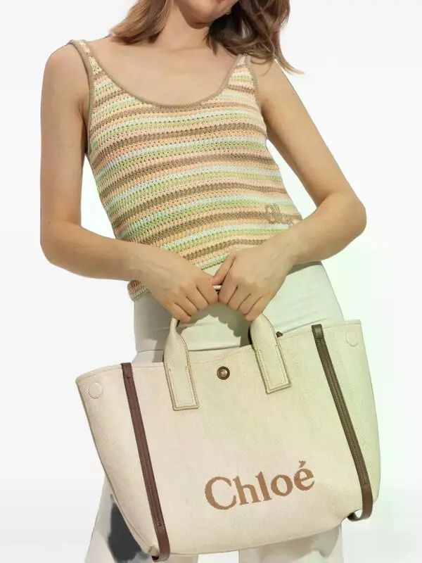 Chloé Logo-print Tote Bag - Neutrals