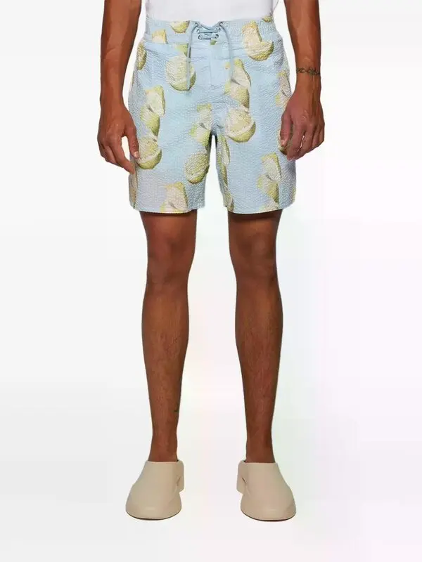 Givenchy Lemon Print Seersucker Swim Shorts