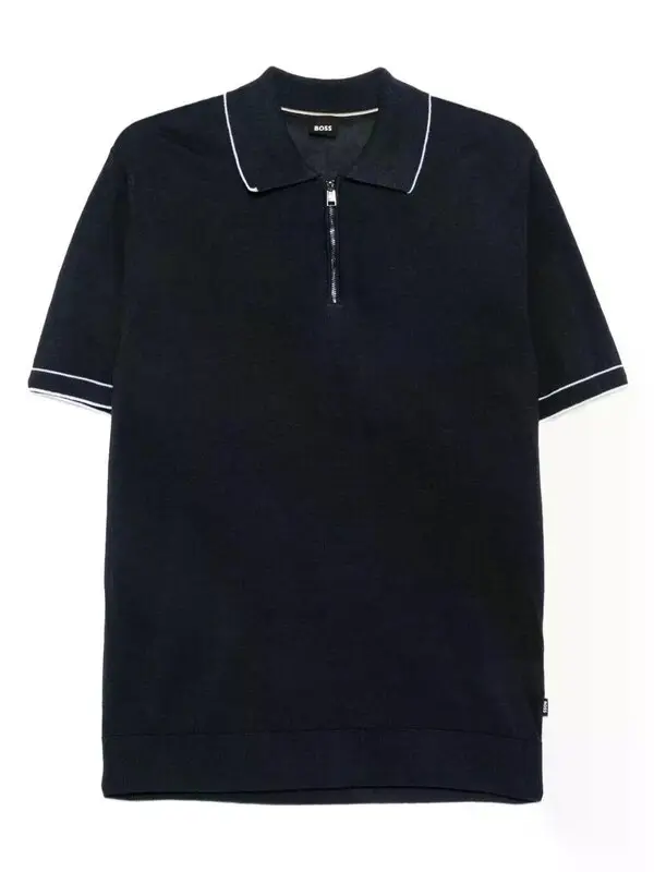 BOSS Half-zip Linen Polo Shirt