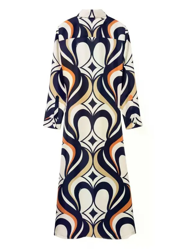 La DoubleJ Geometric-print Long Sleeve Dress - White