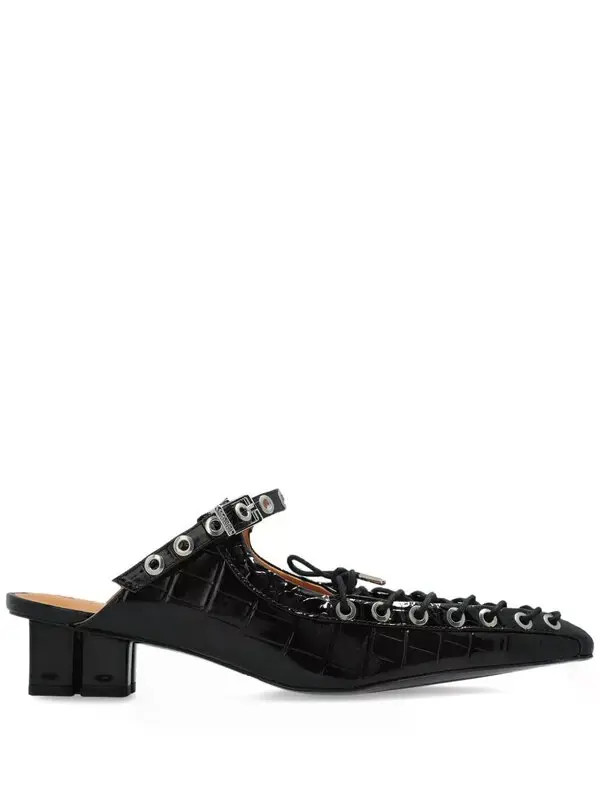 GANNI 50mm Buckle-fastening Lace-up Mules - Black